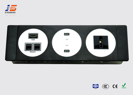 Hotel Power Plug Tabletop Socket Box Black / Silver Brushed Convenient