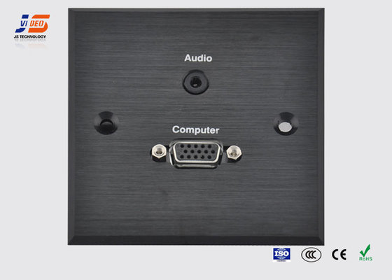 Aluminum Black Multi Media Wall Plate Vga , 3.5 MM Stereo Audio