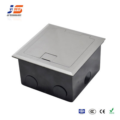 Multi-Media Recessed Floor Box Network With Brushed Stainless Panel