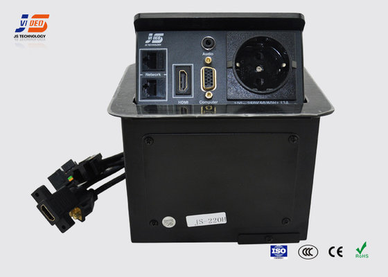 Tilt Up Aluminum Tabletop Interconnect Box Multiple Socket With VGA Audio Video