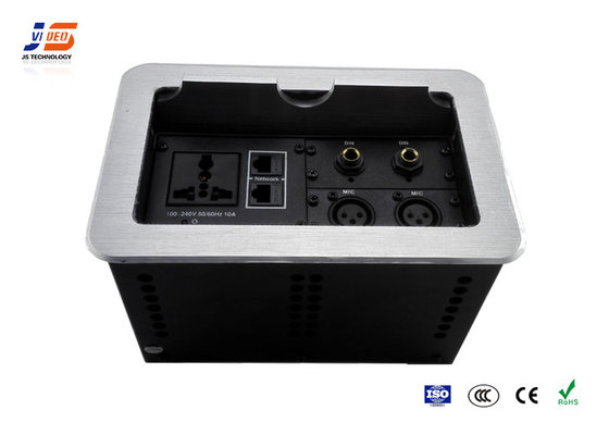 Brushed Conference Table Connection Box DIN Microphone Universal AC Power