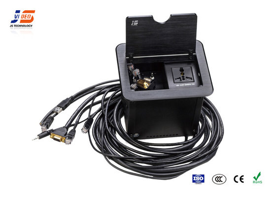 Flush-mount Meeting Room Desk Cable Outlet with Power USB / Audio