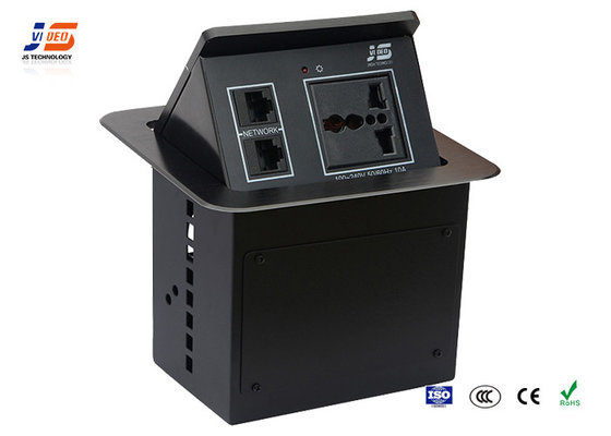 Desk Pop Up Electrical Socket , Europe Plug RJ45 Table Top Power Outlet
