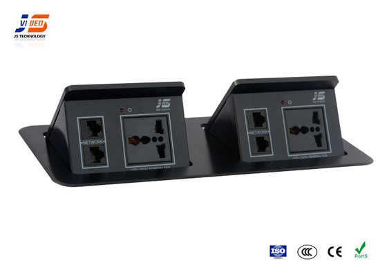 Network RJ45 Desk Pop Up Outlet AC Power , Sliver Aluminum Brushed