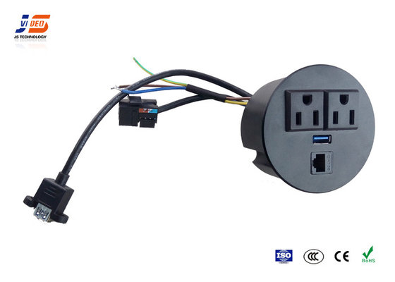 Brushed Flush Mounted Power Outlet , Conference Table Power Socket