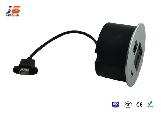Aluminum Office Table Mount Socket , Black Furniture Power Outlets