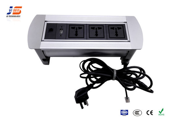 Aluminum Desk Cable Outlet Table Outlet With USB VGA AC Power
