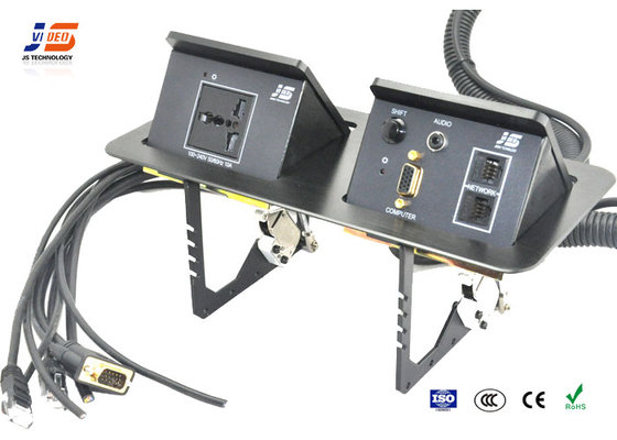 Retractable Tabletop Interconnect Box , Multifunctional Power + RJ45 + VGA