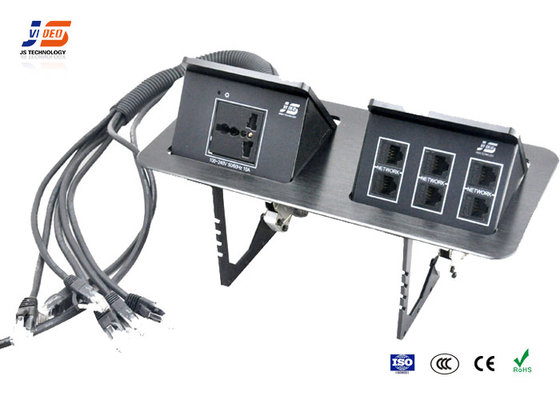 Retractable Tabletop Interconnect Box , Multifunctional Power + RJ45 + VGA