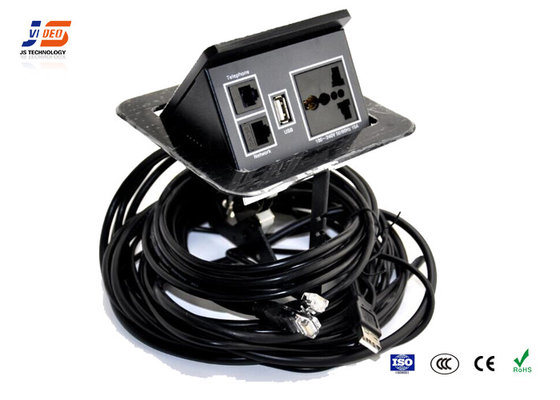 Aluminum Tabletop Connection Box, Meida Hub Panel Desktop Conference Socket