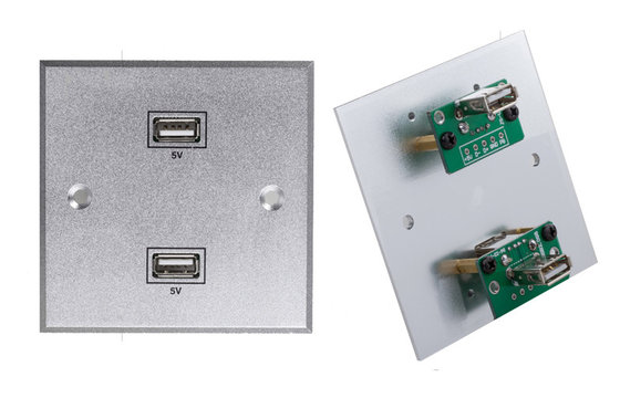Silver / Black Interconnect Box  , Wall Outlet Faceplate With TV Port