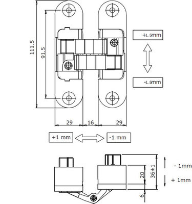Zinc Adjust Concealed Interior Wood Wardrobe Door Hinges 180 Degree