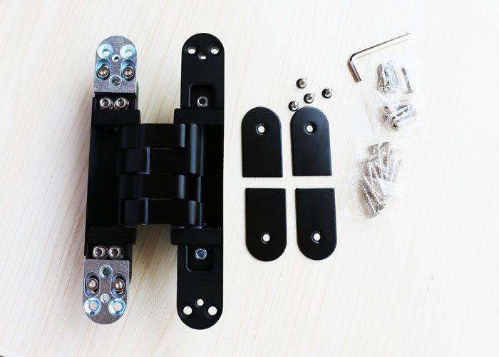 Flush Commercial Invisible Door Hinges Concealed Adjustable Black 220 Lbs 100kg