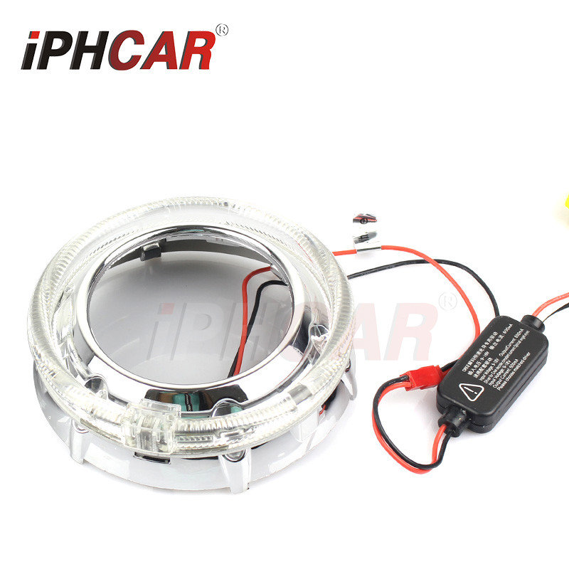 IPHCAR High Temperature Resistance LED Angel Eyes Projector Lens Shrouds for Universal Car