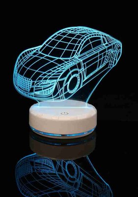Bedroom decor 3D LED RGB 7 colors changing illusion visual desk lamp night light Super car Design