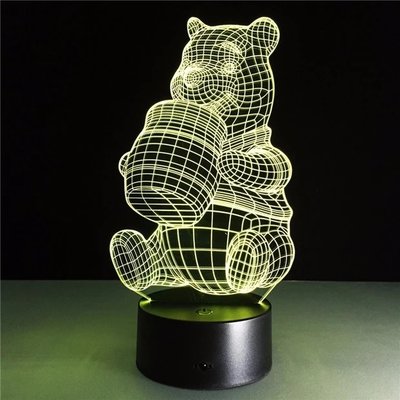 Blue Color Kids Christmas Gift Birthday Toy Bear Night Lights 3D Illusion Lamp Animal Light Led Lamp