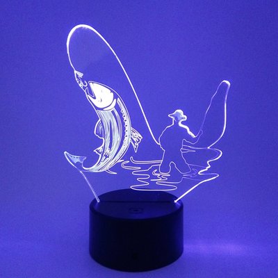 Hot sale Novelty  Go Fishing 3D Night Lamp USB Small Colorful Led Animal Shape Light