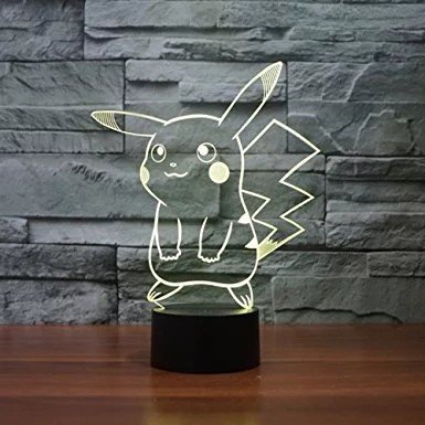 Pokemon GO Pikachu 3D LED Night Lamp 7 Color Changing Touch Switch Table Lamp