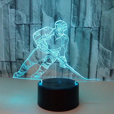 7 Color Creative Gift Acrylic Manufacturer Wholesale Hockey Night Light Novelty Led 3d Kids Lamp
