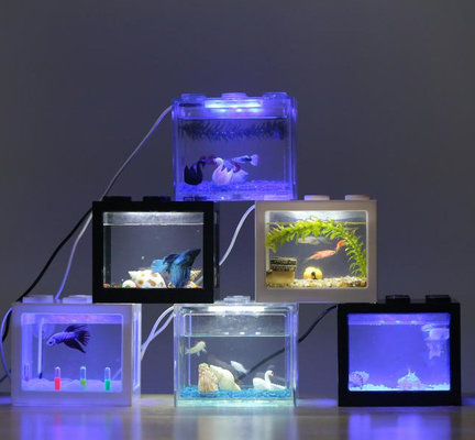 2020 New Product Lego Design Led Aquarium Plastic Fish Tank Wholesale