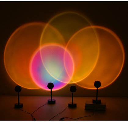 Biumart Rainbow Sunset Night Lights Aluminum USB LED Table Sunset Projection Lamp with Mailing Boxes for Decoration