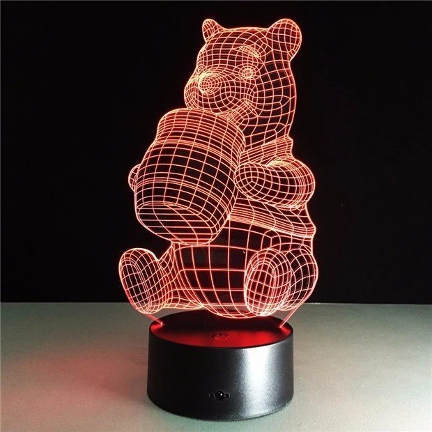 Chinese Supplier the Pooh Colorful 3D Lights Acrylic LED Night Light Touch Switches