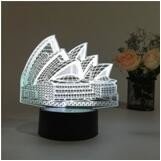 Acrylic Sydney Opera House LED 3D Visual Lamp manufacture love heart shape 3d led mini night light for kids gift