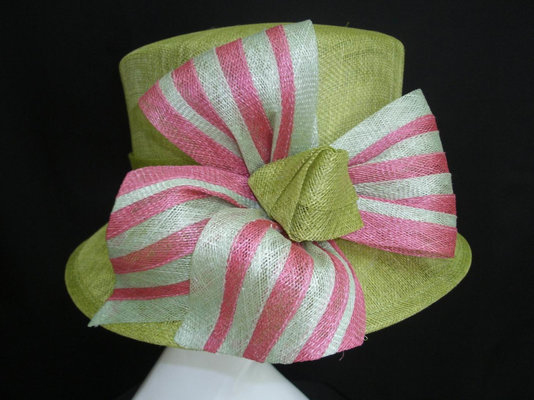 Customized Yellow 3 Layer Sinamay Ladies Hats For Party , 57CM Abaca Fashionable