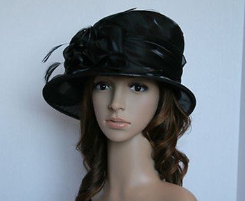 Collapsible Girls Organza Hats With Adjustable Satin Sweatband / Small Brim For Party