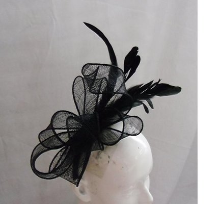 Clear Comb Black Sinamay Ladies Fascinator Hats With Loops For Daily Timing