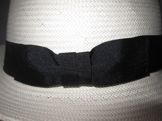 White Soft Handweaving Japanese Paper Mens Straw Fedora Hat , Leather Sweatband