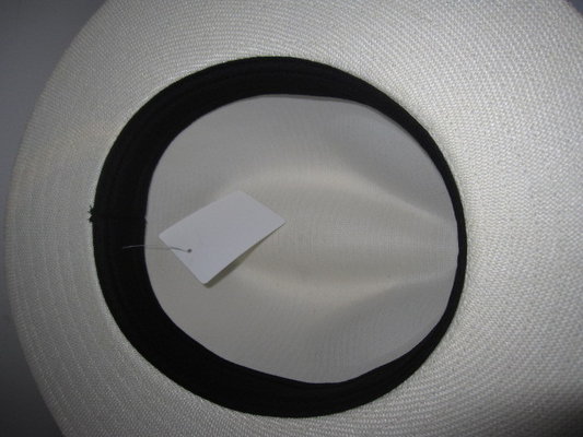 Ivory Wide Flat Brim Polyester Mens Straw Fedora Hat , Crown Size 56cm / 58cm