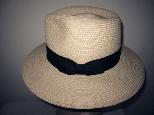 Traditional Mens Straw Fedora Hat For Horse Race , Flat Brim 8.5cm Elastic Sweatband