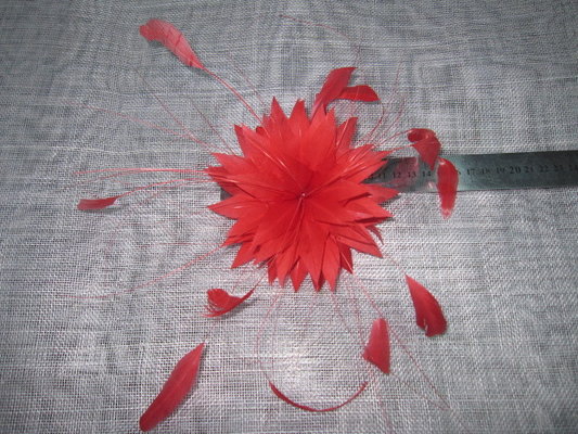 Red Cock Tail Feather Flower Fascinator For Occassion Place , Wedding Hair Pieces