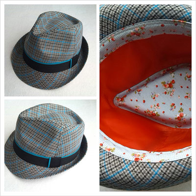 Cool Multi Color Fabric Fedora Straw Hats For Men , Orange Lining Around Crown