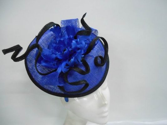 Unique Race Day Ladies Fascinator Hats Pink , Curled Feather 1.3cm Headband
