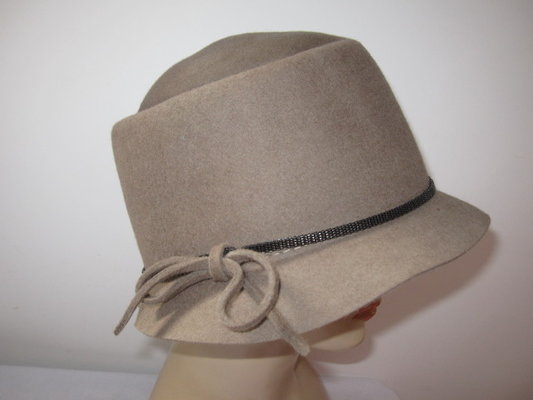 Telescope Crown Fashion Wool Felt Hats Dark Coffee With Chains for Party