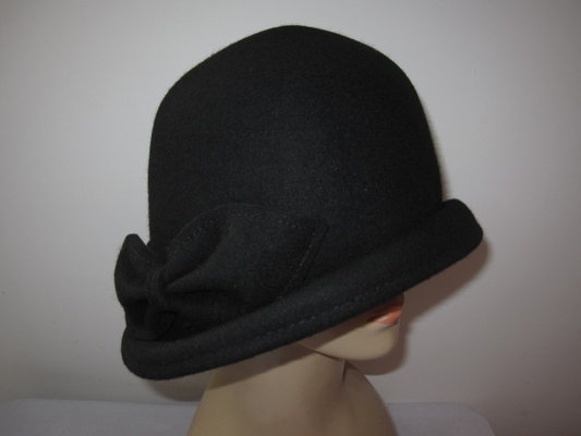 Custom Curved Brim Wool Ladies' Fashion Hats With Felt Bow Trimming