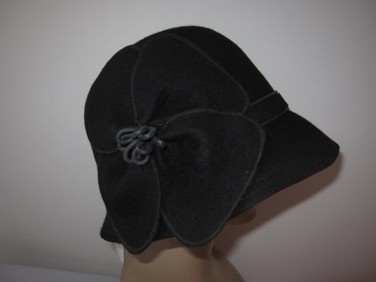 Black Cloche Big Bow Cloche Wool Felt Hats For Women And Girls