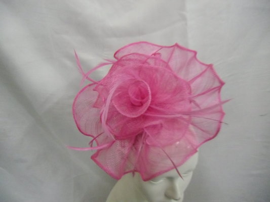 100% Sinamay Fashion Ladies Fascinator Hats Pink Trimming For Church , Horse Racing