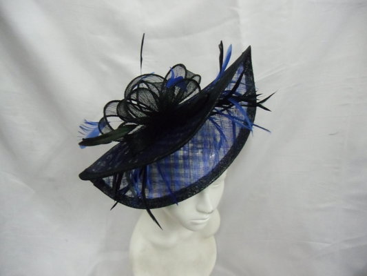 Window Sinamay Ladies Fascinator Hats With Feather Trimming For Church