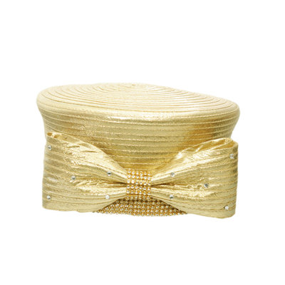 Metallic Pill Box Braid Ladies' Church Hats A class Chain Stones