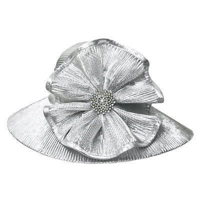 Gold Silver Metallic Braid Ladies' Church Hats Stunning Diamond Buckle trimming