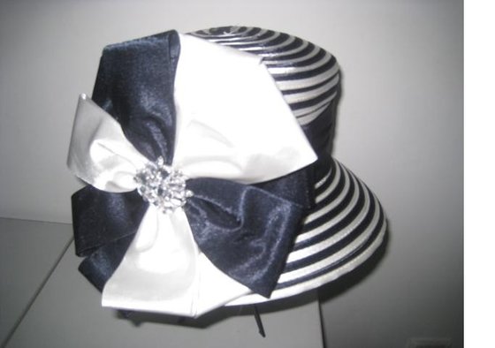 Satin Bow Trimming Fashion Ladies’ Church Hats For Party , Diamond Buckle Inside