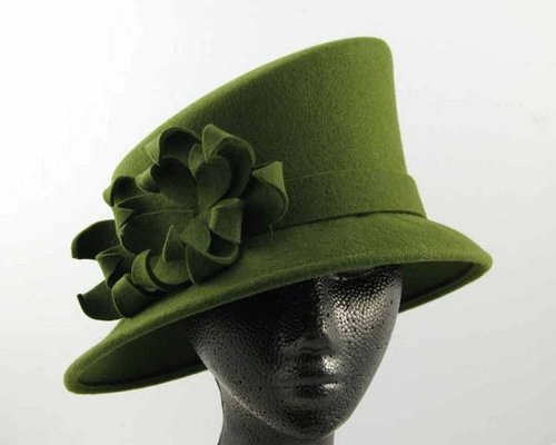 Elegant Fashion Custom Winter Ladies’ Wool Felt Hats with Blocked Felt Flower Trim