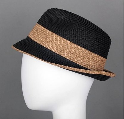 Custom Ladies' Fashion Paper Braid Hats In Fedora Shape, Ribbon Band For Normal Day, Beach