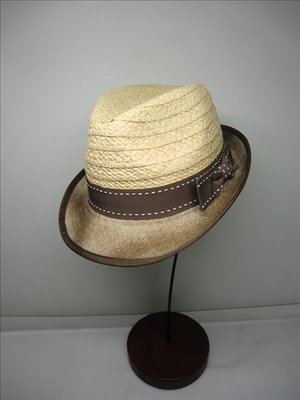Raffia & Linen Fabric Fashion Women Straw Hats In Fedora Shape For Beach, Normal Day