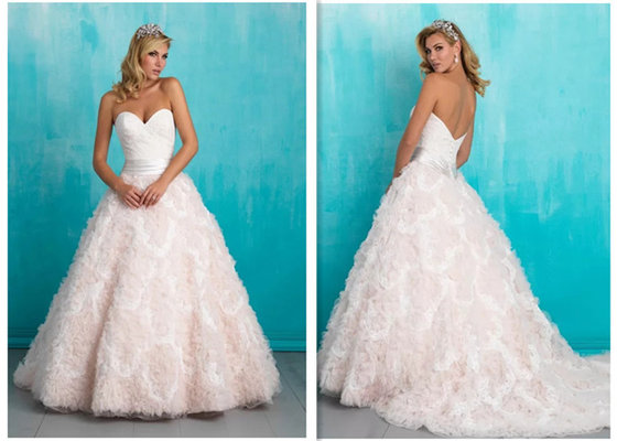 Sweetheart Neckline Ball Gown Style Wedding Dresses Beaded Ruffled Floor Length