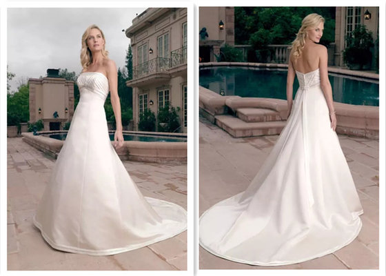 Traditional A Line Princess Wedding Dress , White A Line Bridal Gowns