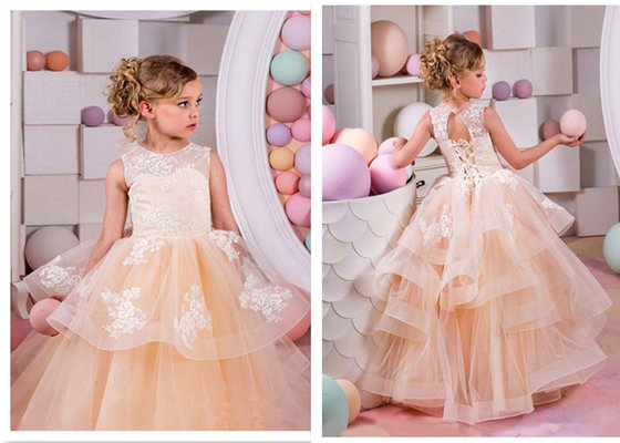 Long Toddler Flower Girl Dresses , Beach Gold Sequin Flower Girl Dress